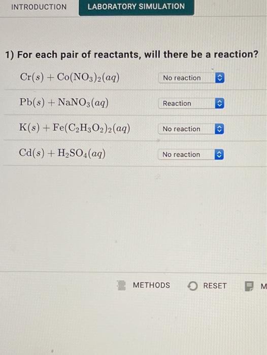 Solved INTRODUCTION LABORATORY SIMULATION 1) For each pair | Chegg.com