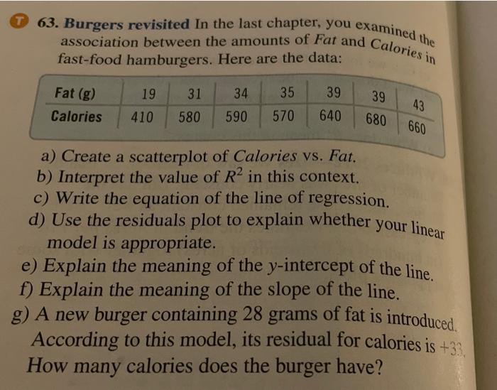 Solved 65. A second helping of burgers In Exercise 63, you | Chegg.com