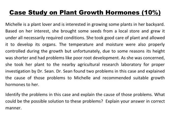 Solved Case Study on Plant Growth Hormones (10\%) Michelle | Chegg.com