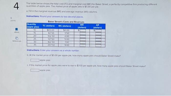 Solved 1 The table below shows the fotal cost (TC) and | Chegg.com