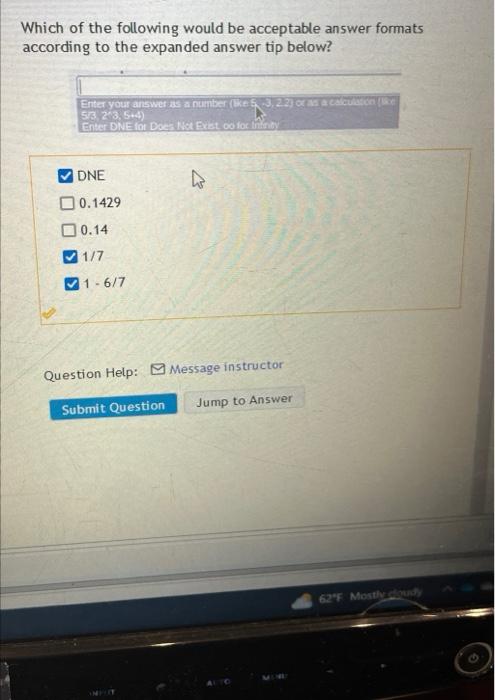 Solved Which of the following would be acceptable answer | Chegg.com