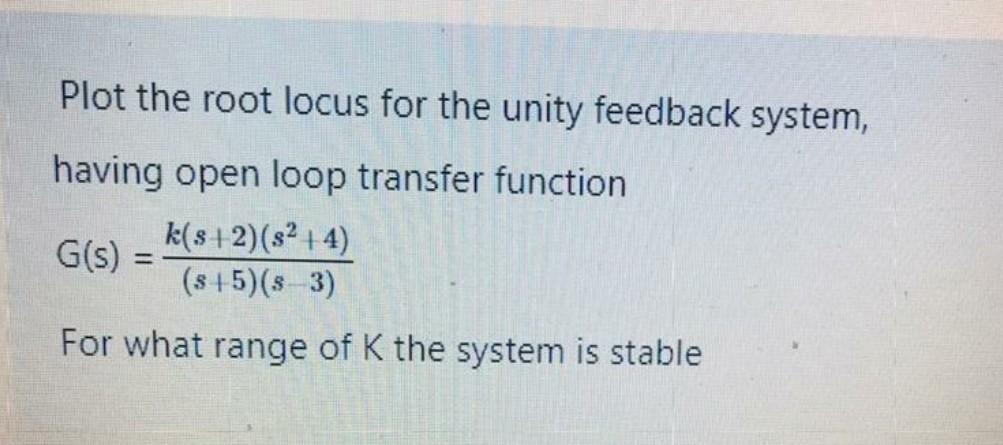 Solved Plot the root locus for the unity feedback system, | Chegg.com