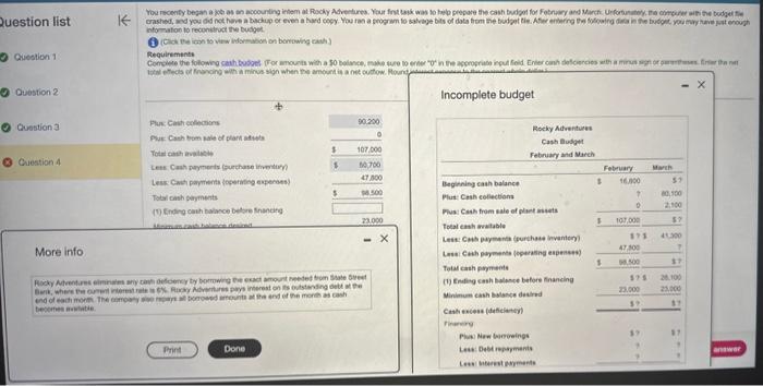 Solved stion list if Mbratibe ib secosatruat the buspet. | Chegg.com