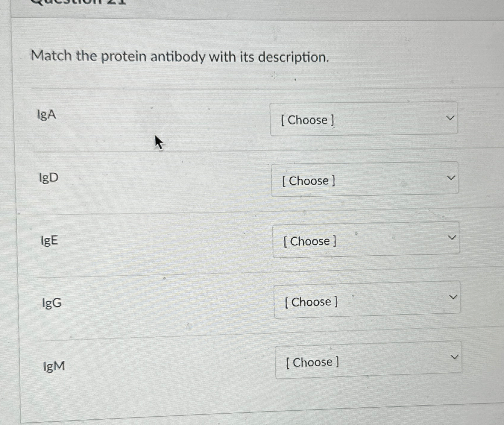 Solved Match the protein antibody with its | Chegg.com