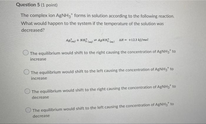 Solved The complex ion AgNH3t forms in solution according to | Chegg.com