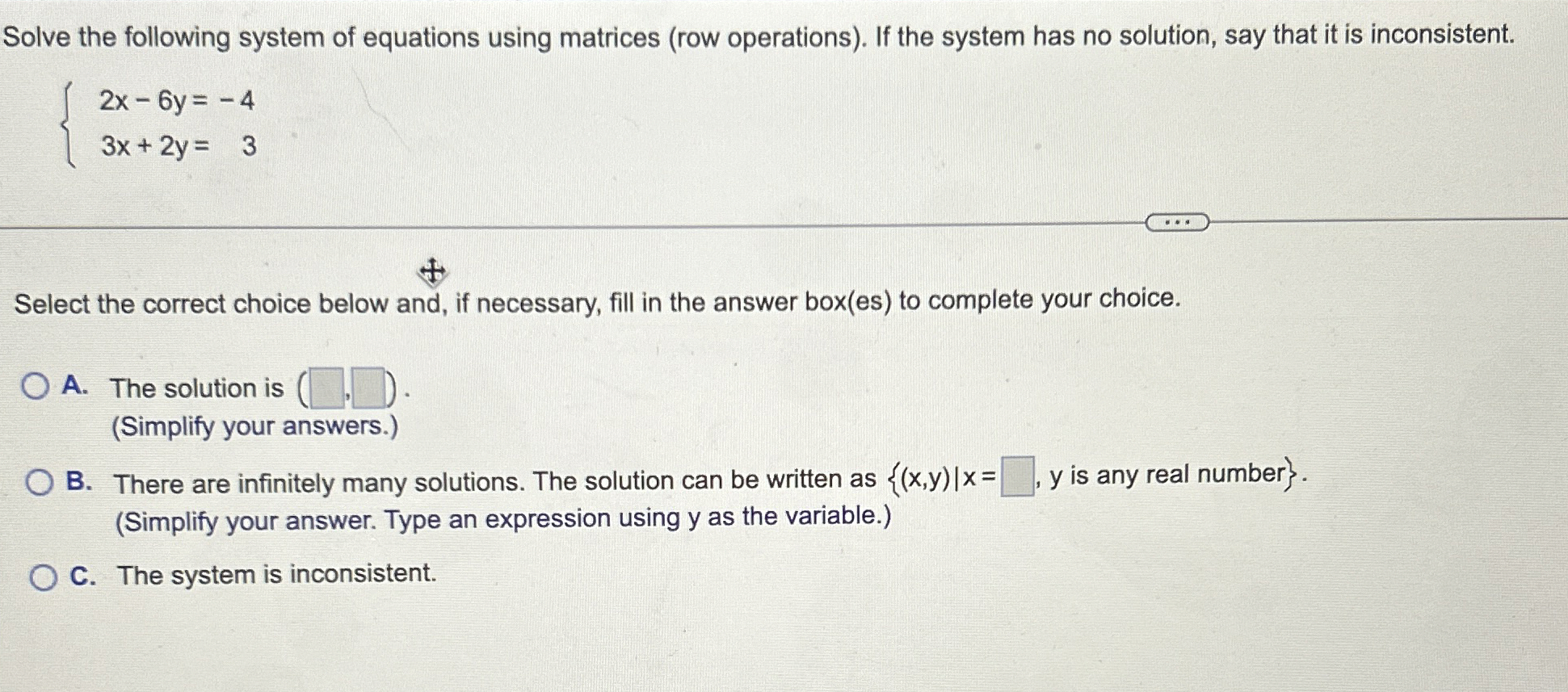 Solved Solve the following system of equations using | Chegg.com