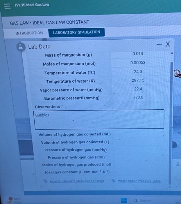 Solved (ML 11) Ideal Gas Law GAS LAW - IDEAL GAS LAW | Chegg.com