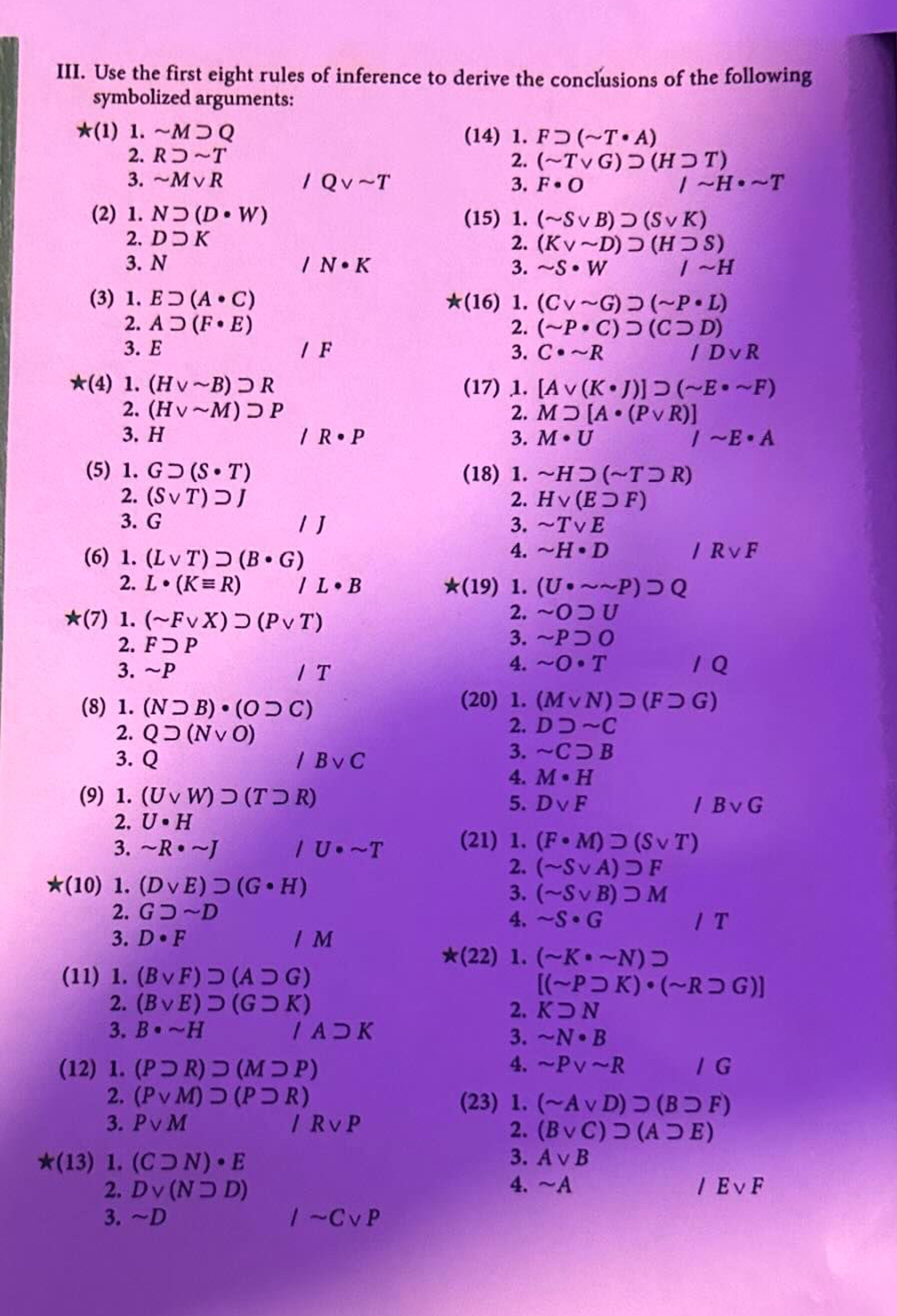 Solved Use the first EIGHT rules of inference (MP, ﻿MT, ﻿HS, | Chegg.com