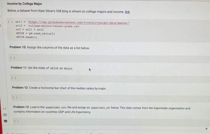 Income by College Major Below, a dataset from Nate | Chegg.com