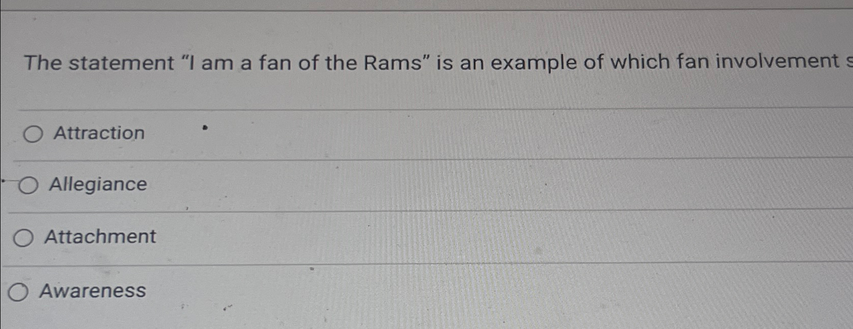 Solved The statement "I am a fan of the Rams" is an example | Chegg.com