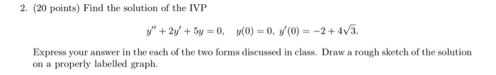 Solved 2. (20 points) Find the solution of the IVP y" +2y + | Chegg.com