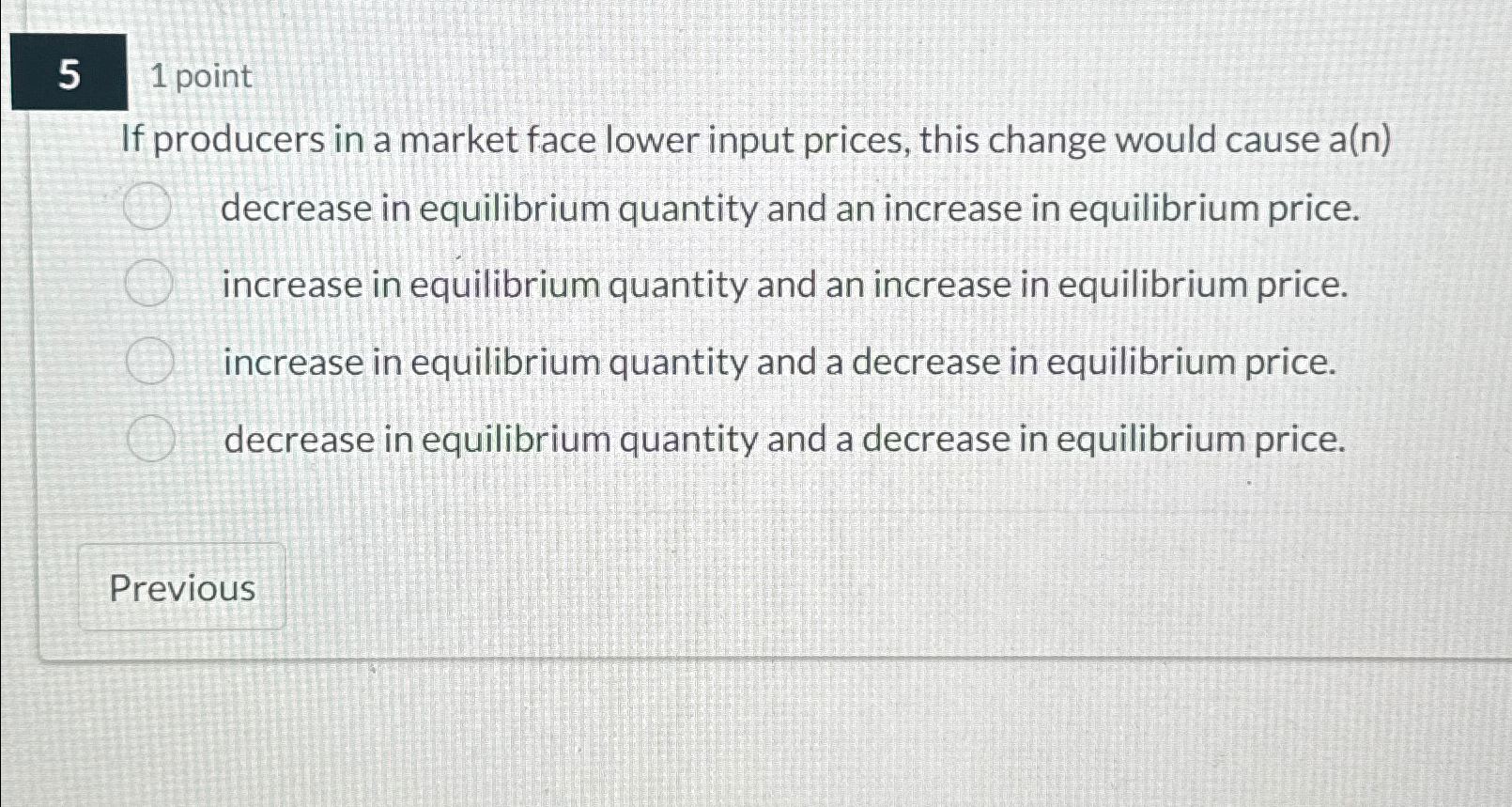 Solved 51 ﻿pointIf producers in a market face lower input | Chegg.com