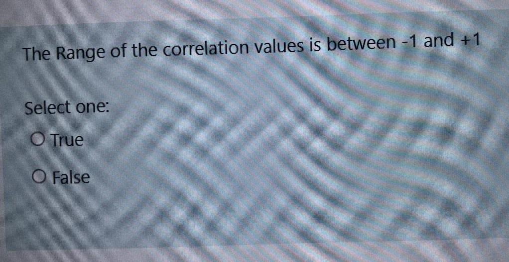 Solved The Range of the correlation values is between - 1 | Chegg.com