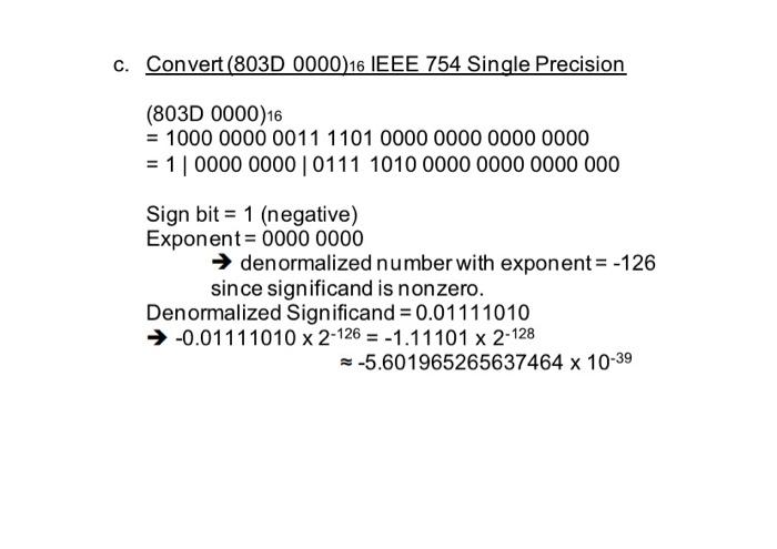 Solved 1. Convert the following values to IEEE 754 single | Chegg.com