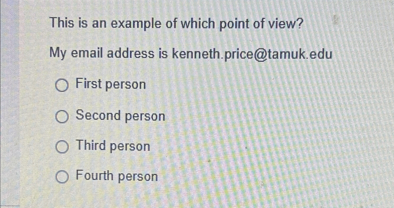 Solved This is an example of which point of view?My email | Chegg.com