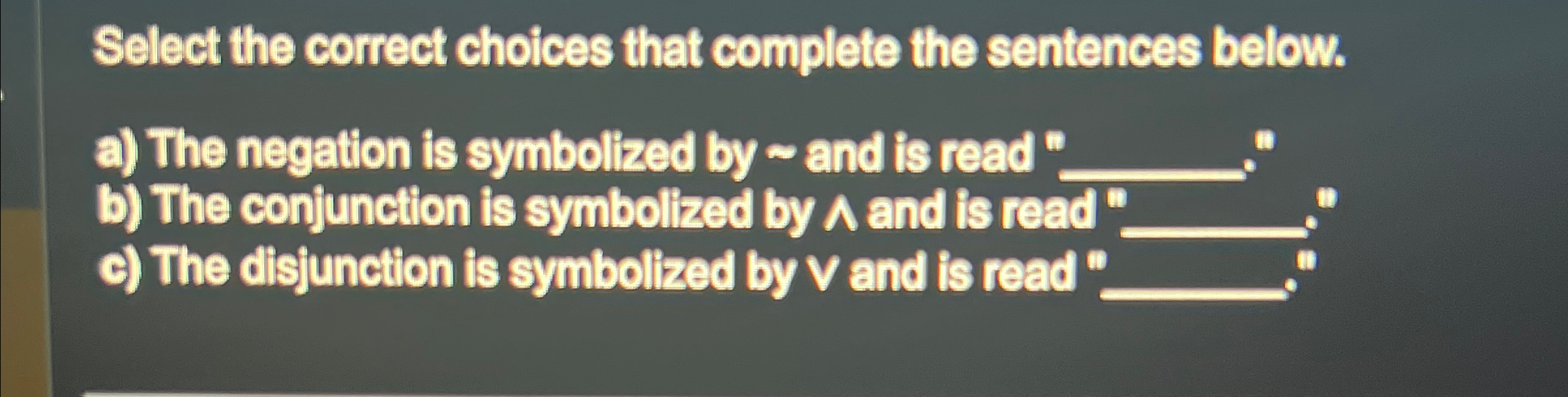 Solved Select the correct choices that complete the | Chegg.com