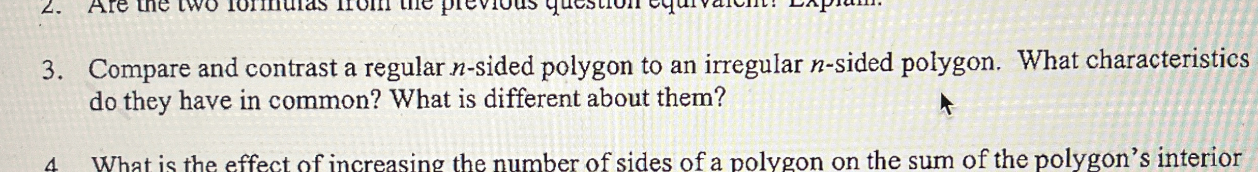 Solved Compare and contrast a regular n-sided polygon to an | Chegg.com