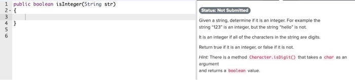 Solved 1 Public Boolean Isintegerstring Str Status Not