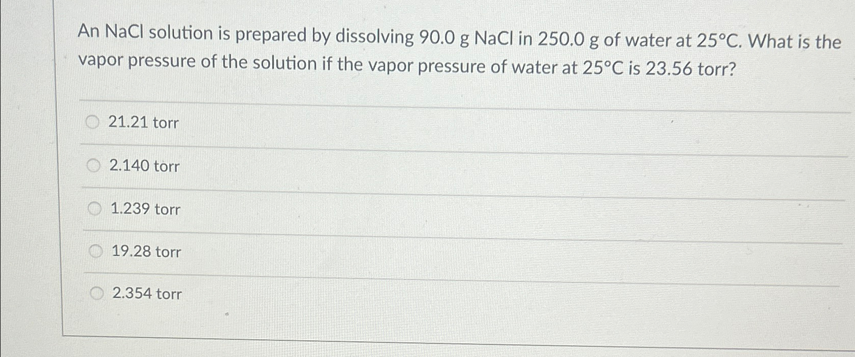 Solved An NaCl solution is prepared by dissolving 90.0gNaCl | Chegg.com
