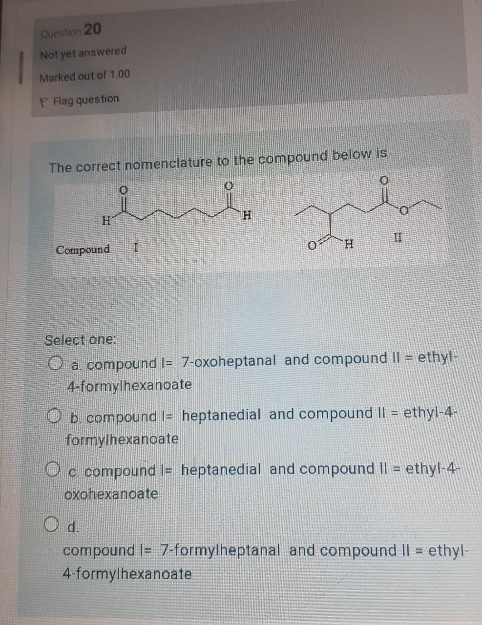 Solved Question 20 Not yet answered Marked out of 1.00 P | Chegg.com
