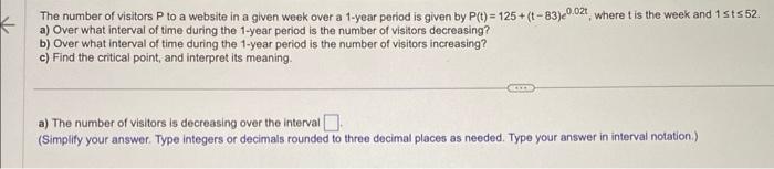 Solved The number of visitors P to a website in a given week | Chegg.com