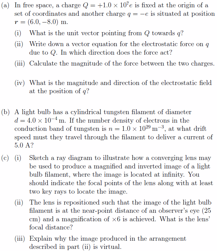 Solved (a) ﻿In free space, a charge Q=+1.0×107e ﻿is fixed at | Chegg.com