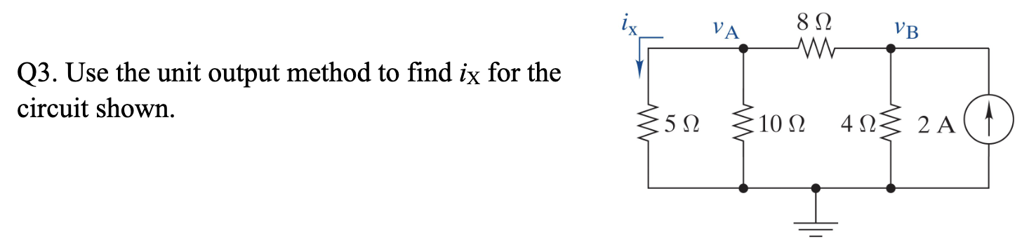 Solved Q3. ﻿Use the unit output method to find i_(x) ﻿for | Chegg.com