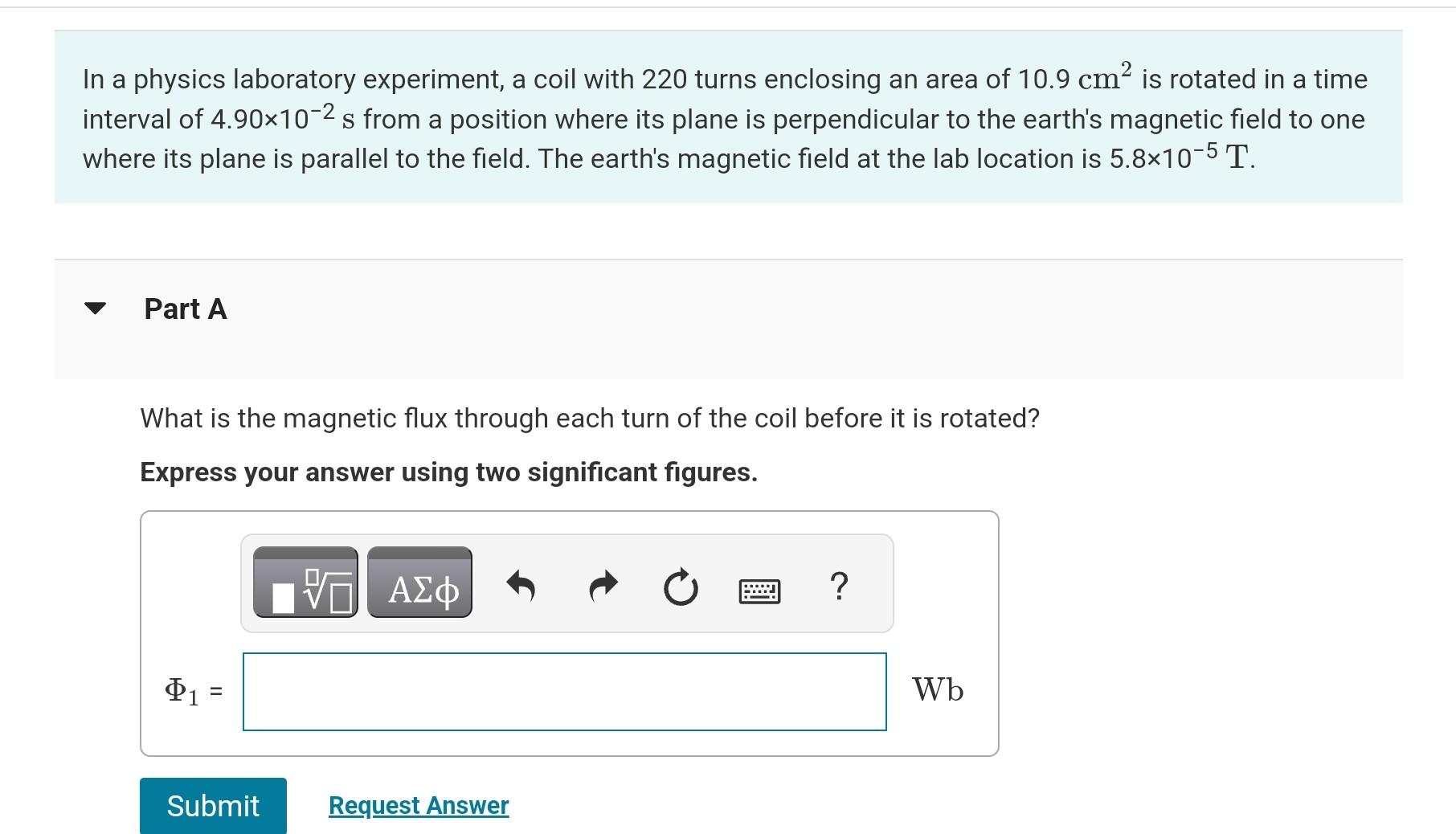Solved In a physics laboratory experiment, a coil with 220 | Chegg.com
