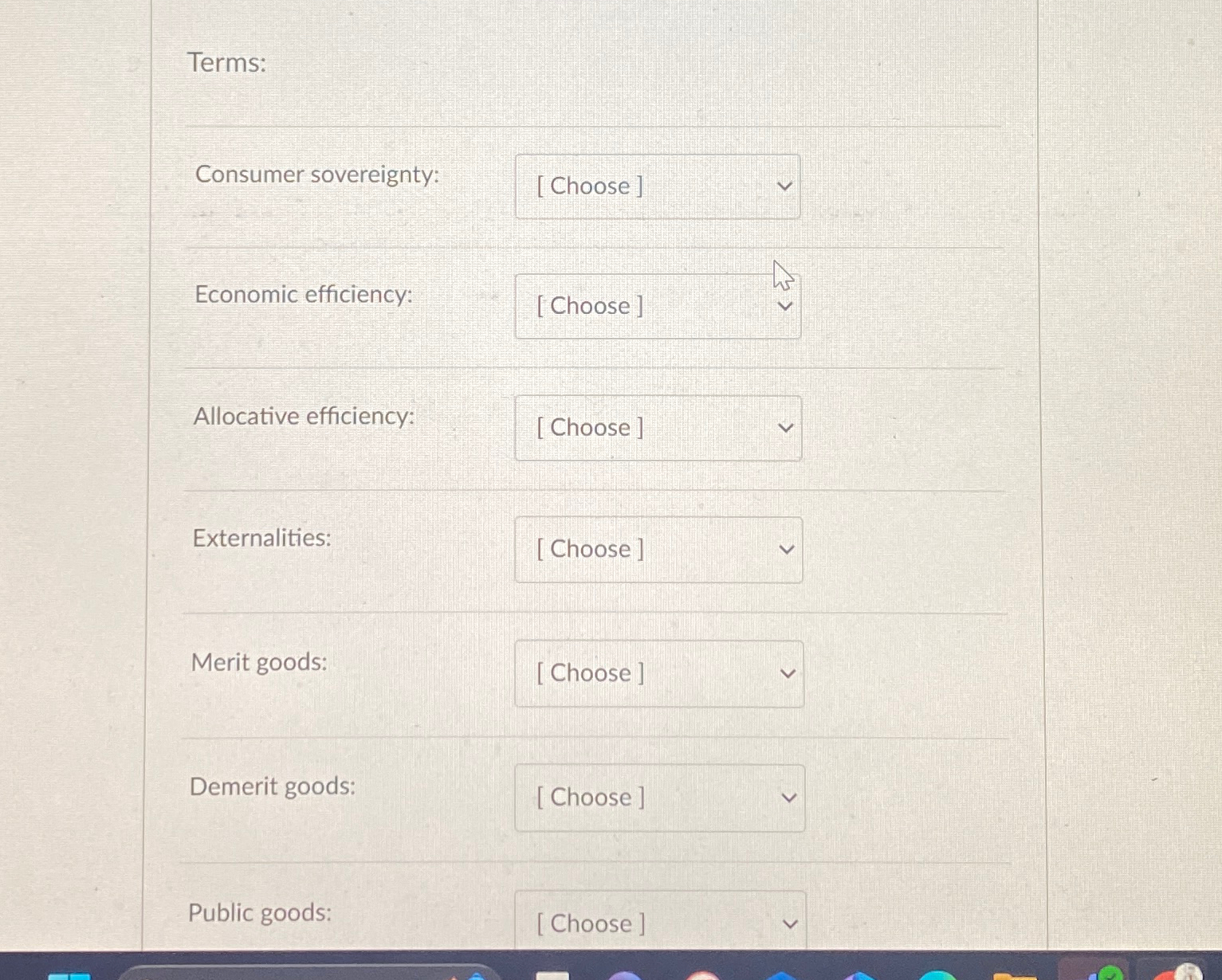 Solved Terms:Consumer sovereignty:Economic | Chegg.com