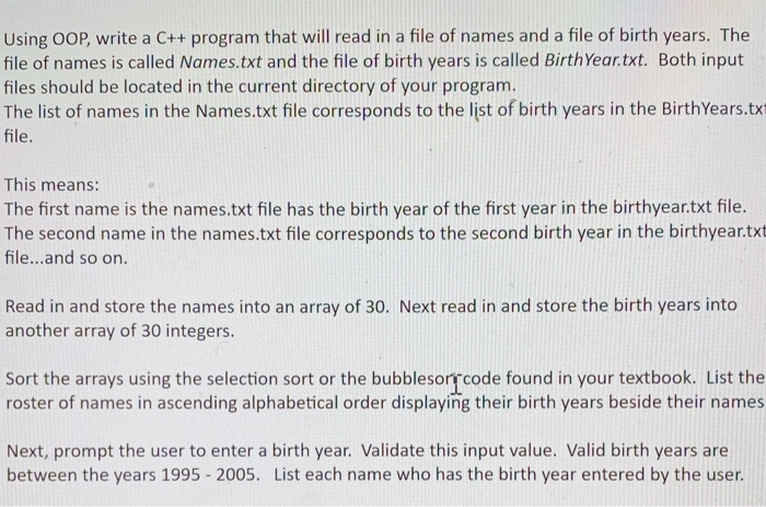 Solved Using Oop Write A C Program That Will Read In A 0389