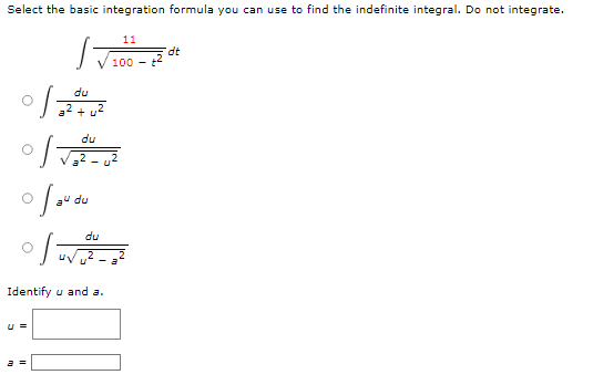 Solved Select the basic integration formula you can use to | Chegg.com