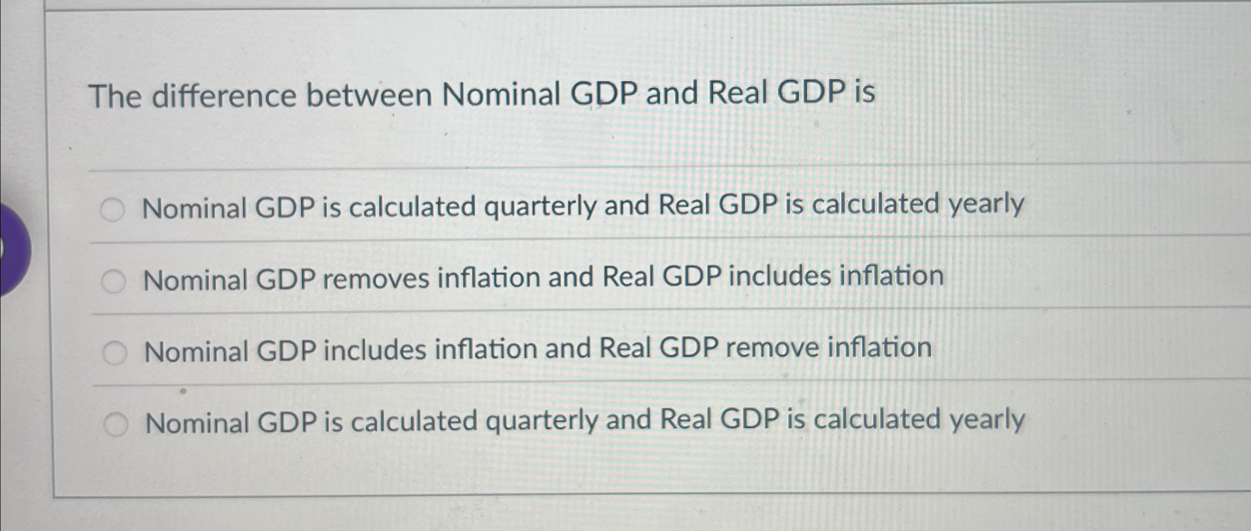 Solved The difference between Nominal GDP and Real GDP | Chegg.com