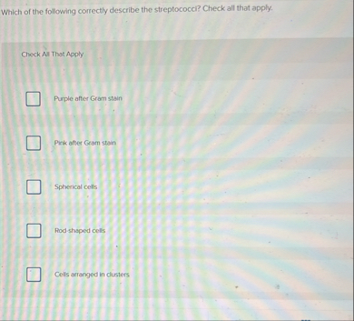 Solved Which of the following correctly describe the | Chegg.com