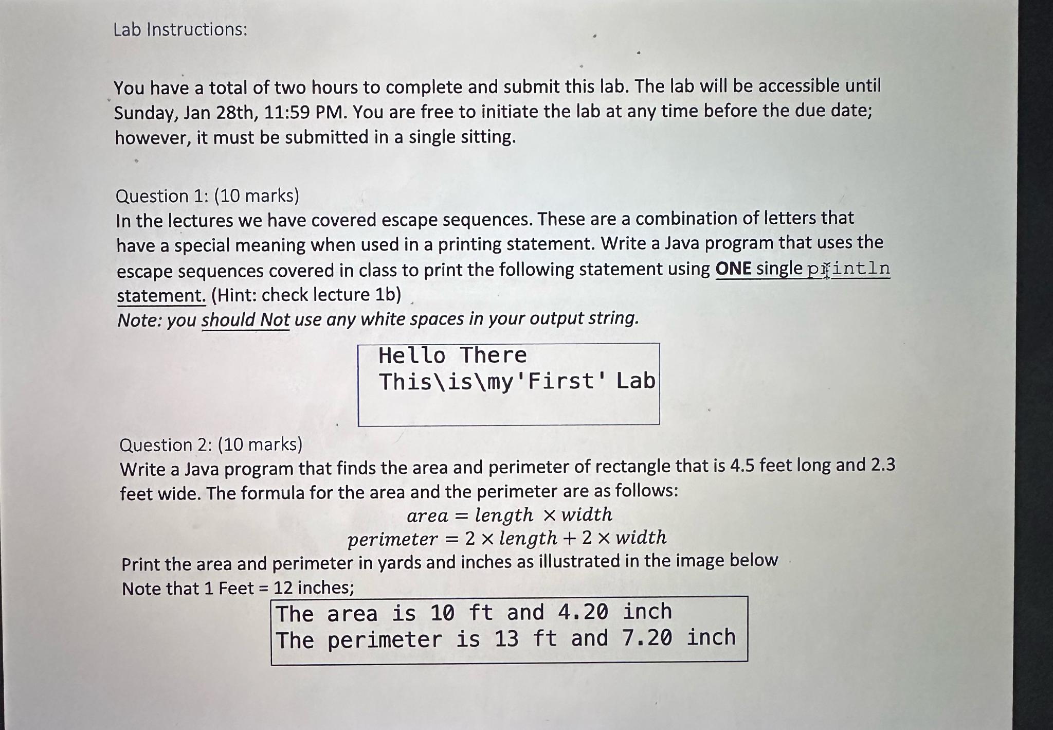 Solved Lab Instructions:You have a total of two hours to | Chegg.com