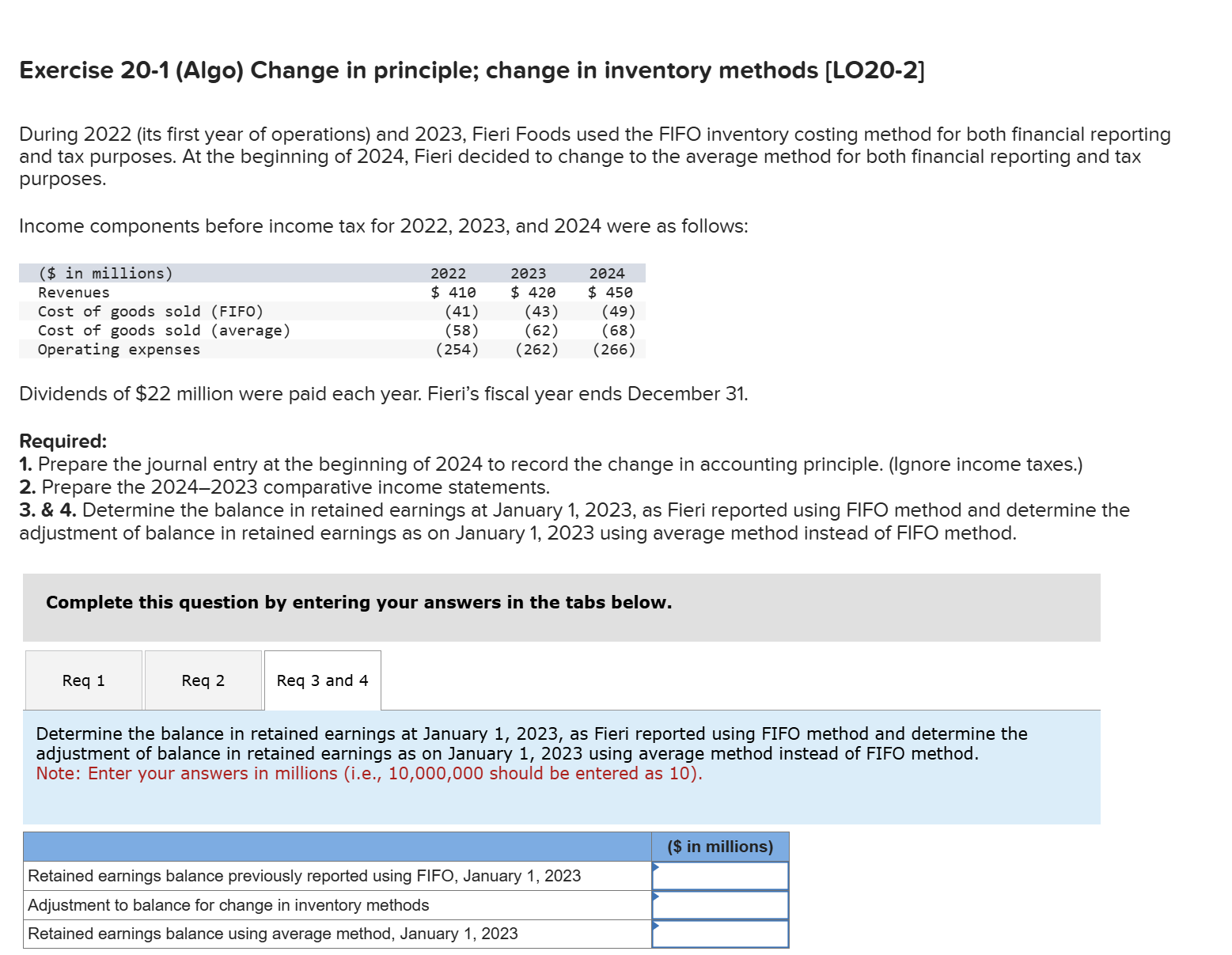 Exercise 20-1 (Algo) ﻿Change in principle; change in | Chegg.com