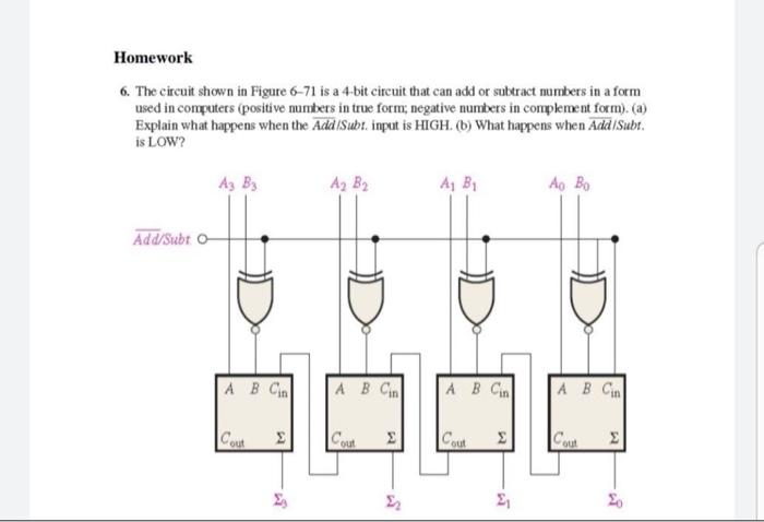 Solved 6. The circuit shown in Figure 6-71 is a 4.bit | Chegg.com