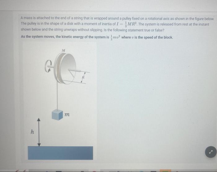 Solved A mass is attached to the end of a string that is | Chegg.com