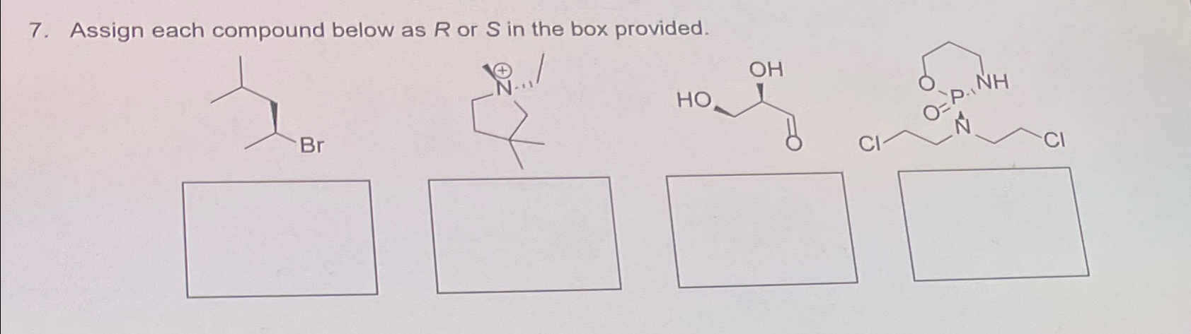 Solved Assign each compound below as R ﻿or S ﻿in the box | Chegg.com