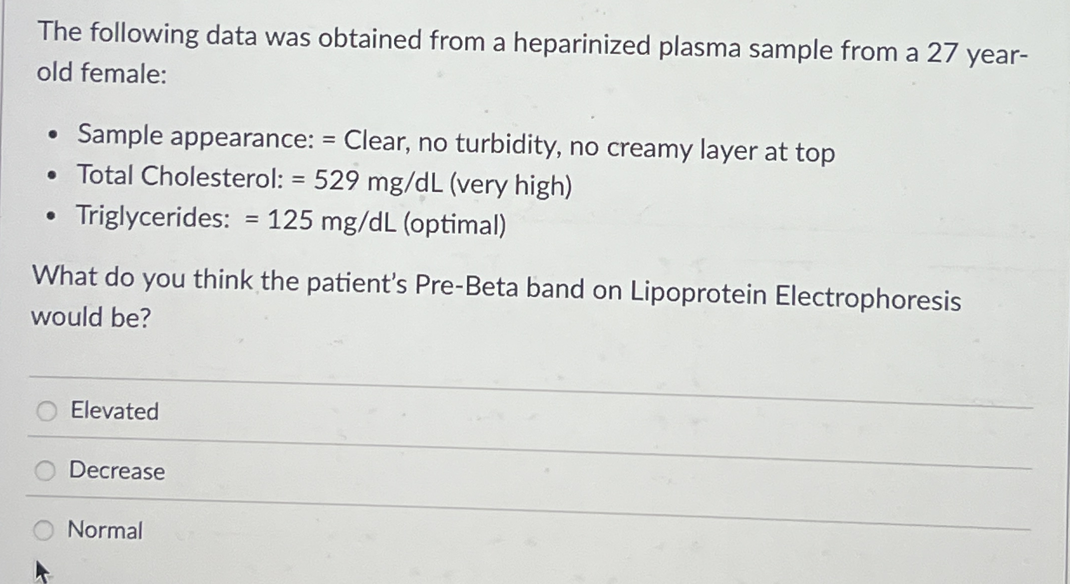 Solved The following data was obtained from a heparinized | Chegg.com