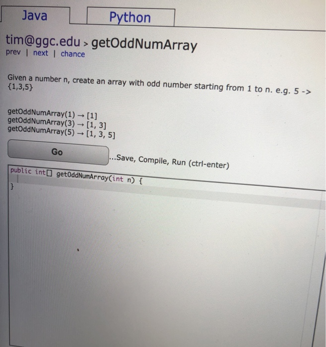 Solved Java Python Tim Getoddnumarray Prev Next 0699