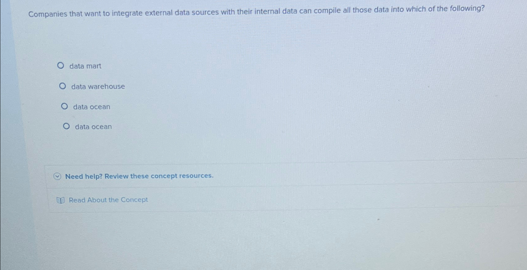 Solved Companies that want to integrate external data | Chegg.com
