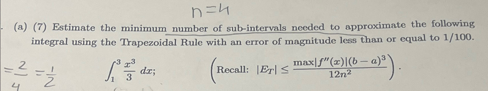 Solved n=4(a) (7) ﻿Estimate the minimum number of | Chegg.com