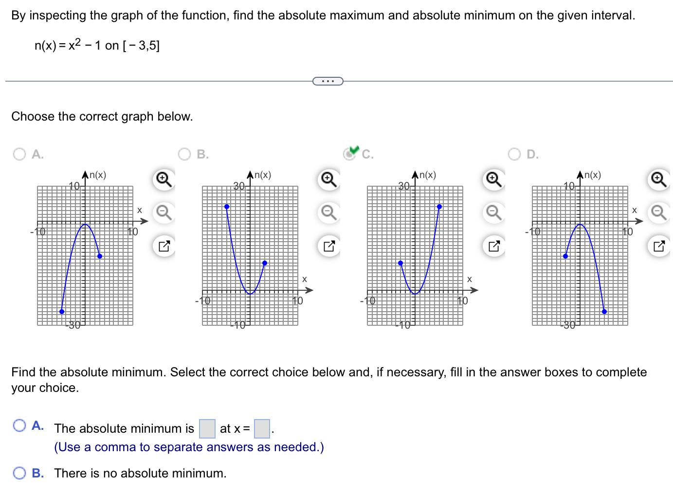 By ﻿inspecting the graph of ﻿the function, find the | Chegg.com