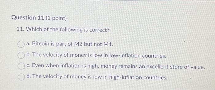 Solved Question 11 1 Point 11 Which Of The Following Is 