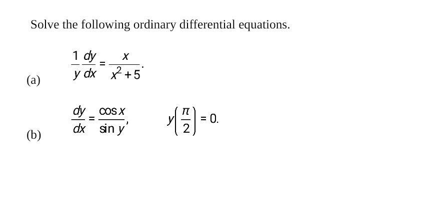Solved Solve the following ordinary differential equations. | Chegg.com