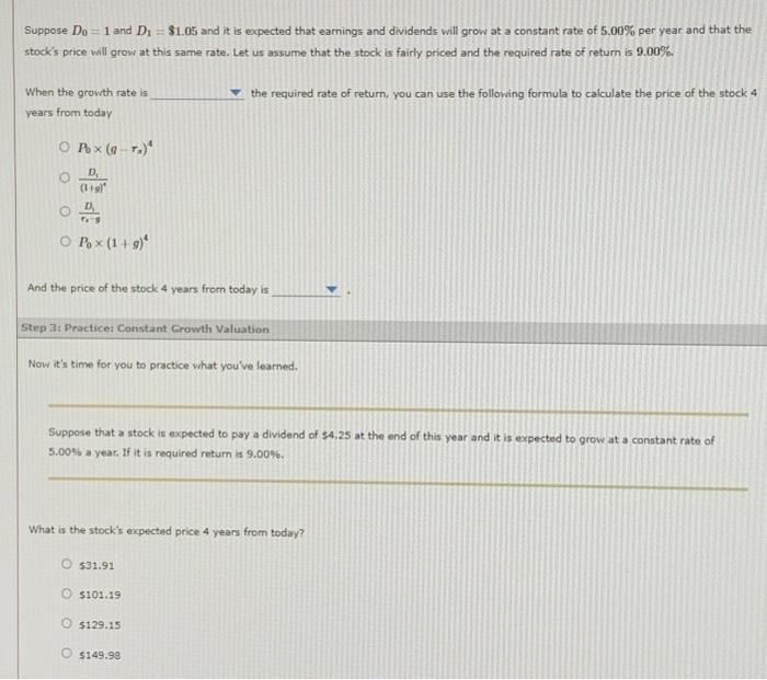 Solved Suppose that D0=$1.00 and the stock's last closing | Chegg.com