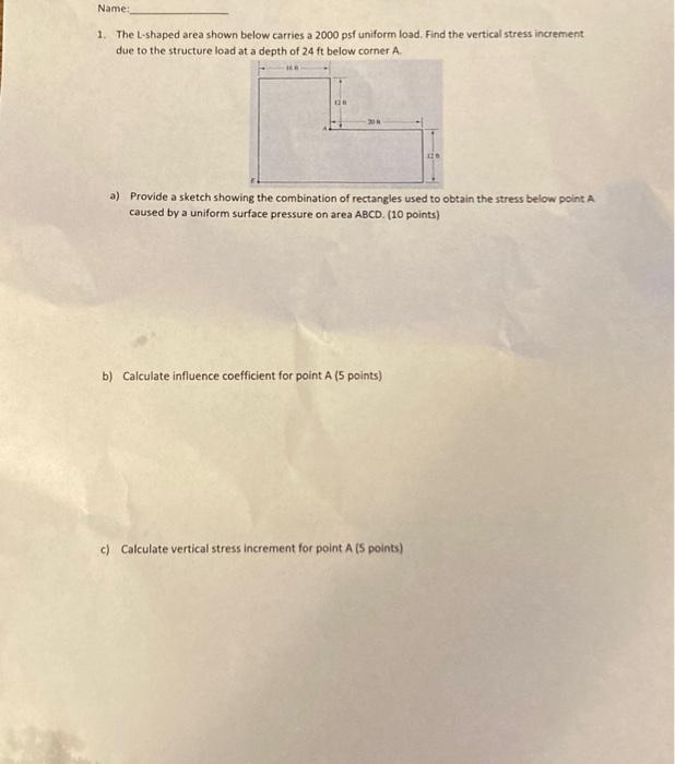 Solved Name: 1. The L-shaped area shown below carries a 2000 | Chegg.com