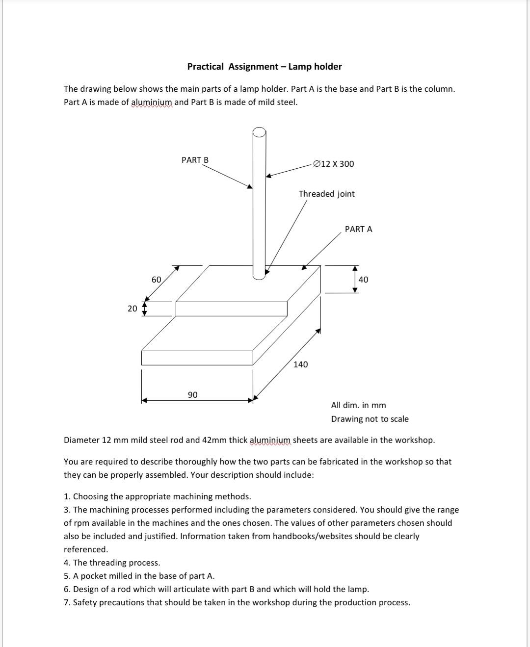 Solved The drawing below shows the main parts of a lamp | Chegg.com