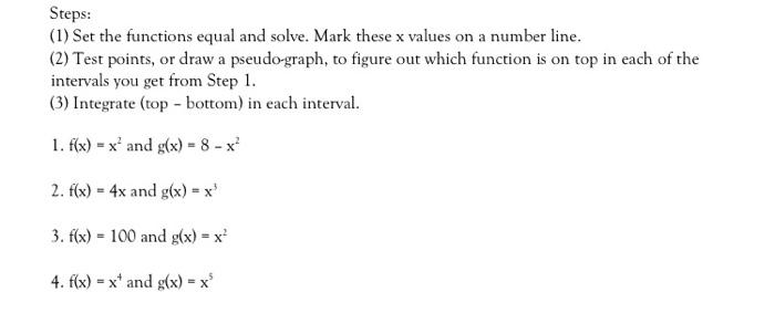 Solved (1) Set the functions equal and solve. Mark these x | Chegg.com