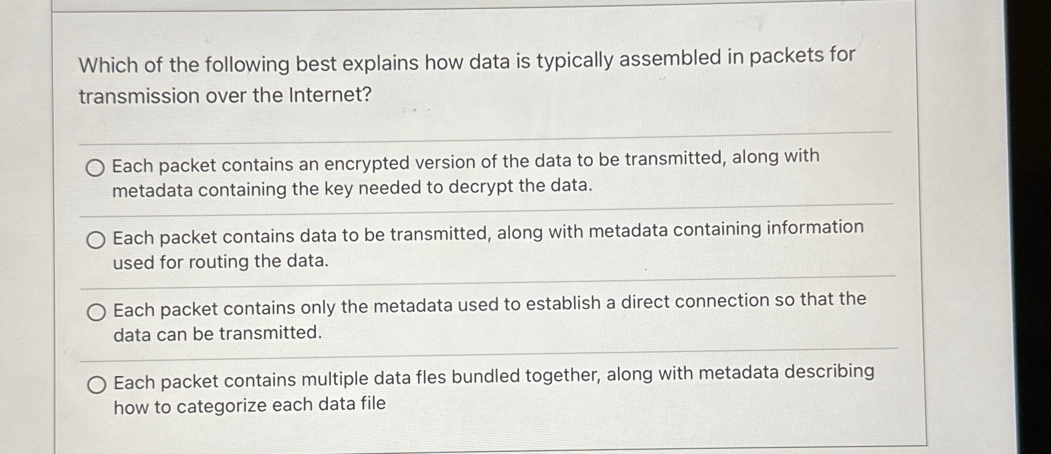 Which of the following best explains how data is | Chegg.com